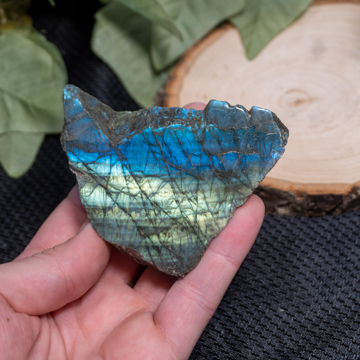 Palm Sized Half-Polished Labradorite #7 - The Crystal Council