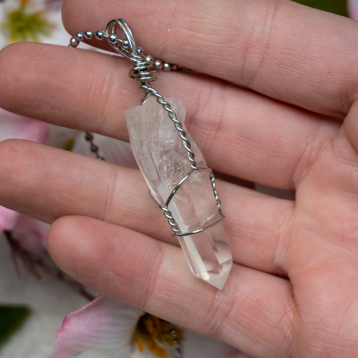 Raw Quartz Point Silver Necklace - The Crystal Council