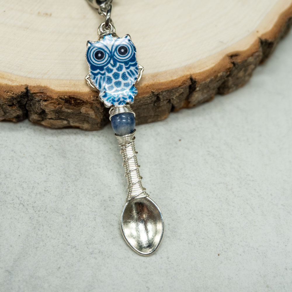 Blue Aventurine Owl Meditation Spoon #2 - The Crystal Council