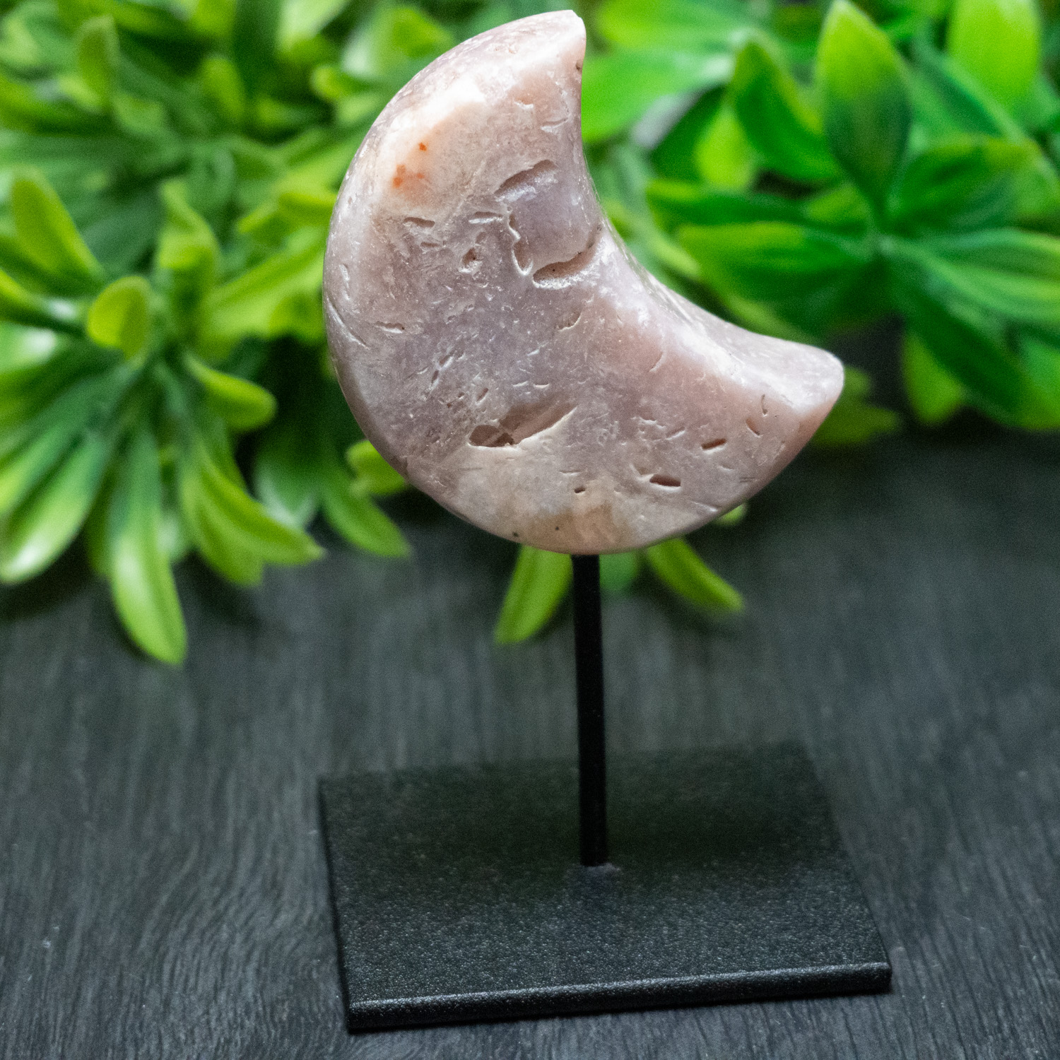 Pink Amethyst Cresecent Moon Stand #2 - The Crystal Council