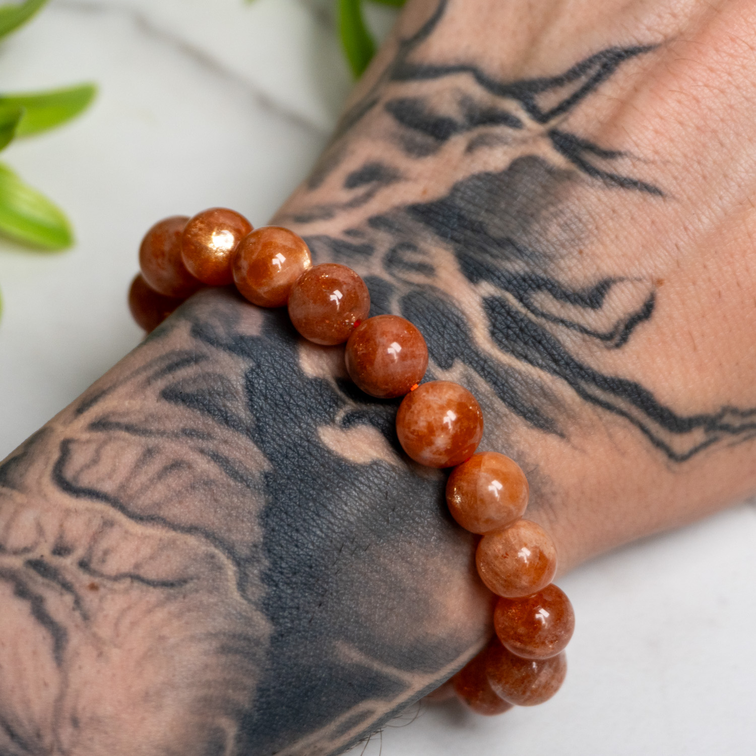 Sunstone 10mm Bracelet - The Crystal Council