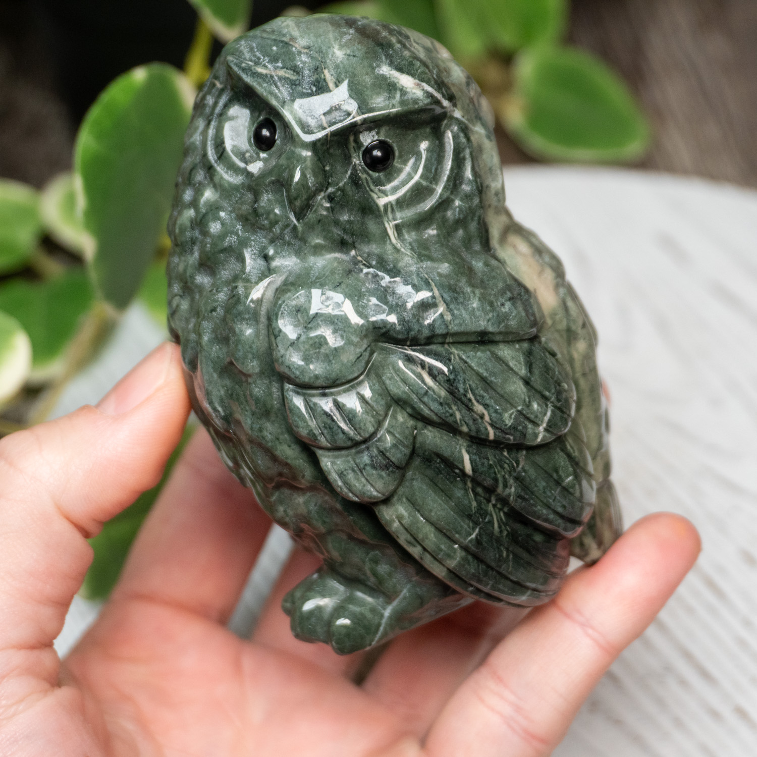 Nine Dragon Jade Large Owl - The Crystal Council
