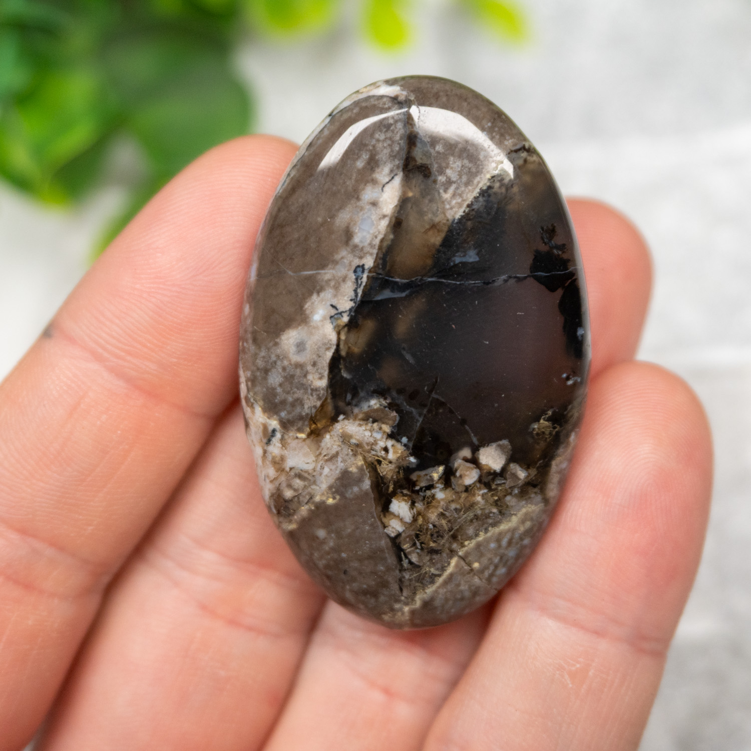 Volcano Agate (UV Reactive) Palmstone #19 - The Crystal Council