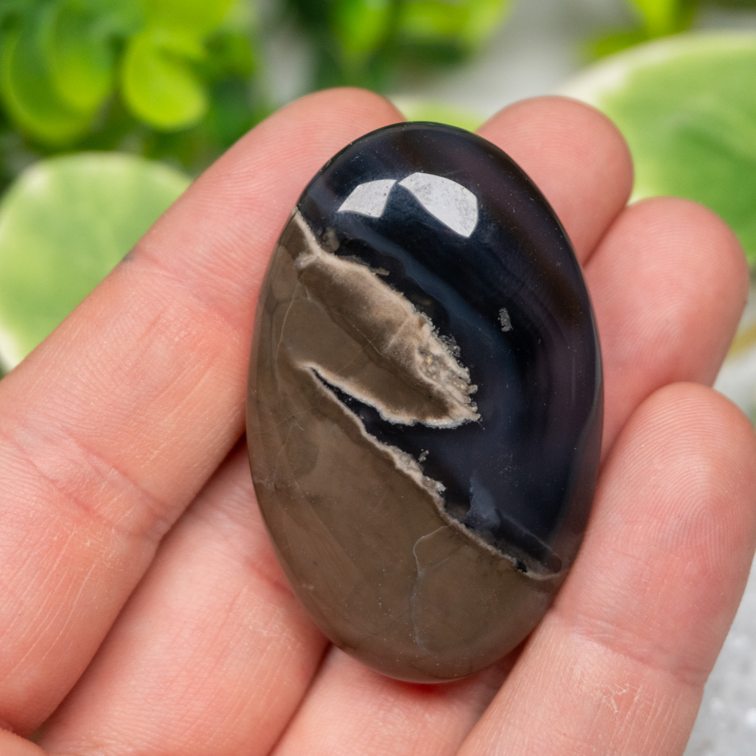 Volcano Agate (UV Reactive) Palmstone #11 - The Crystal Council