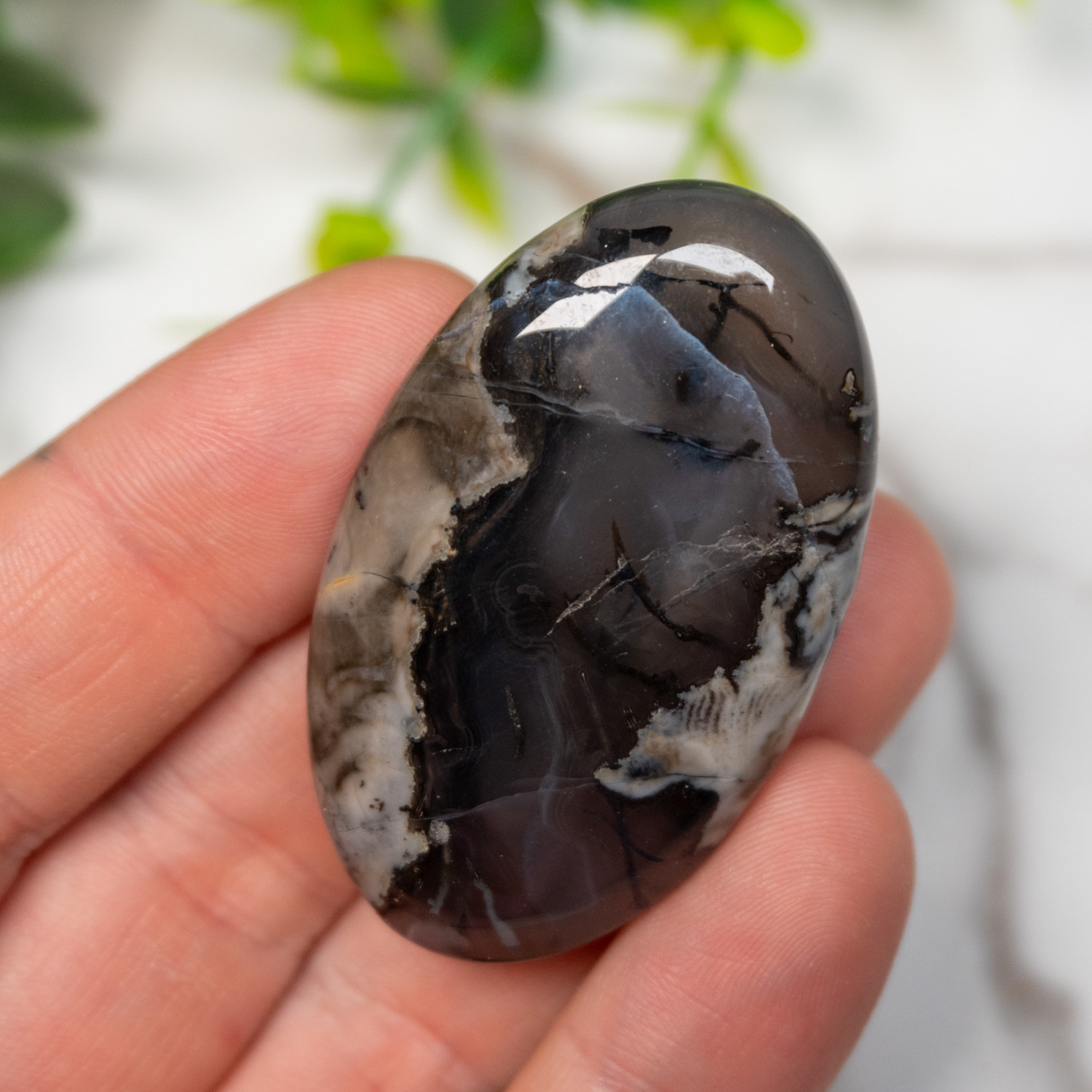 Volcano Agate (UV Reactive) Palmstone #9 - The Crystal Council