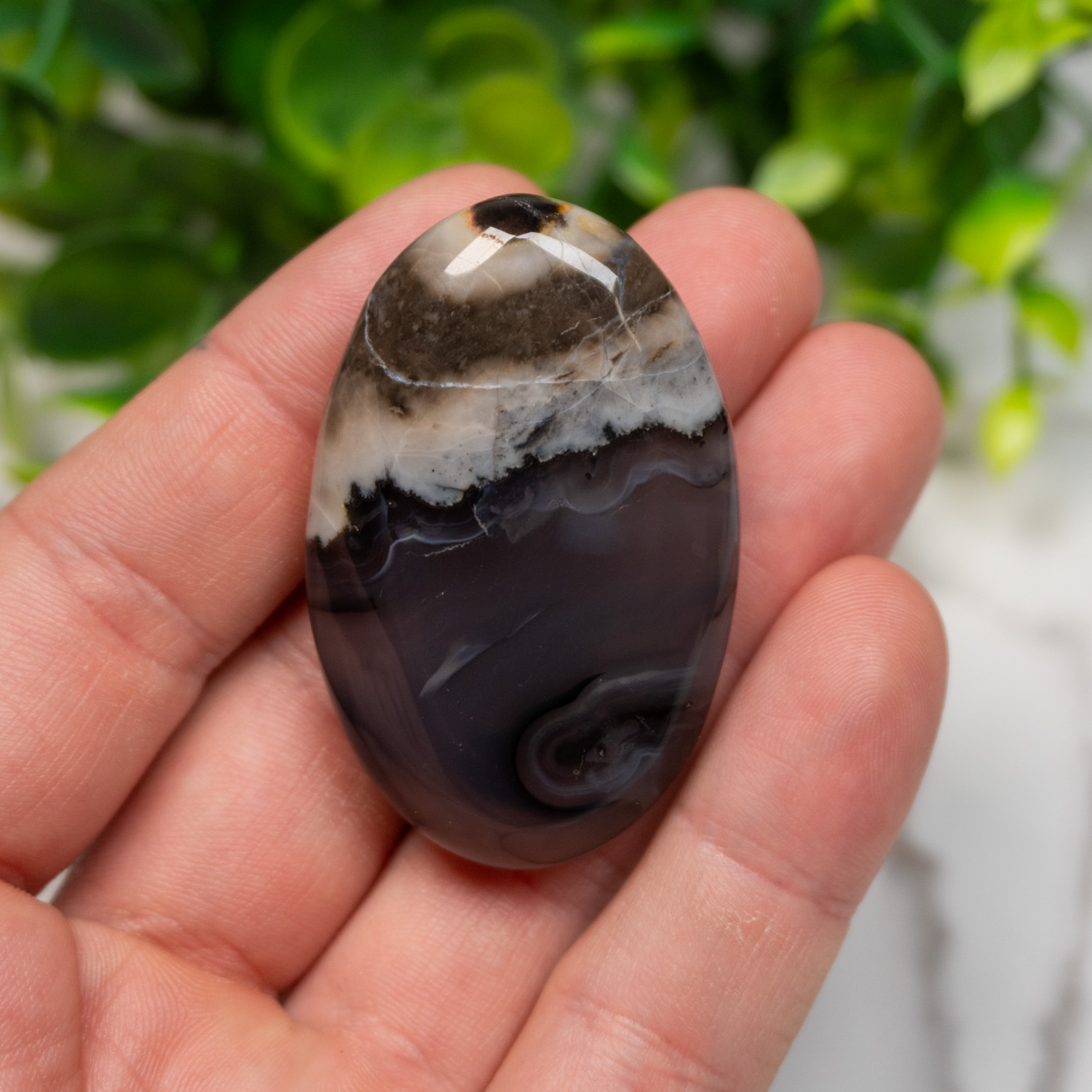 Volcano Agate (UV Reactive) Palmstone #1 - The Crystal Council