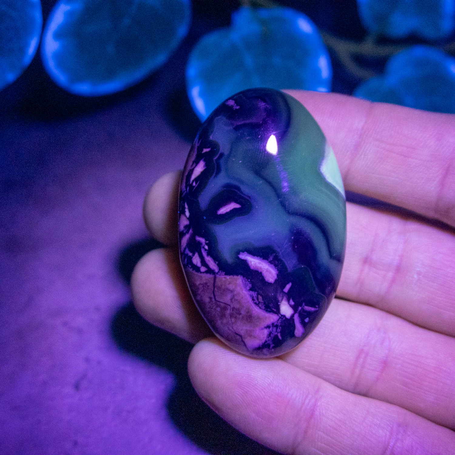 Volcano Agate Palmstone (UV Reactive) #13 - The Crystal Council